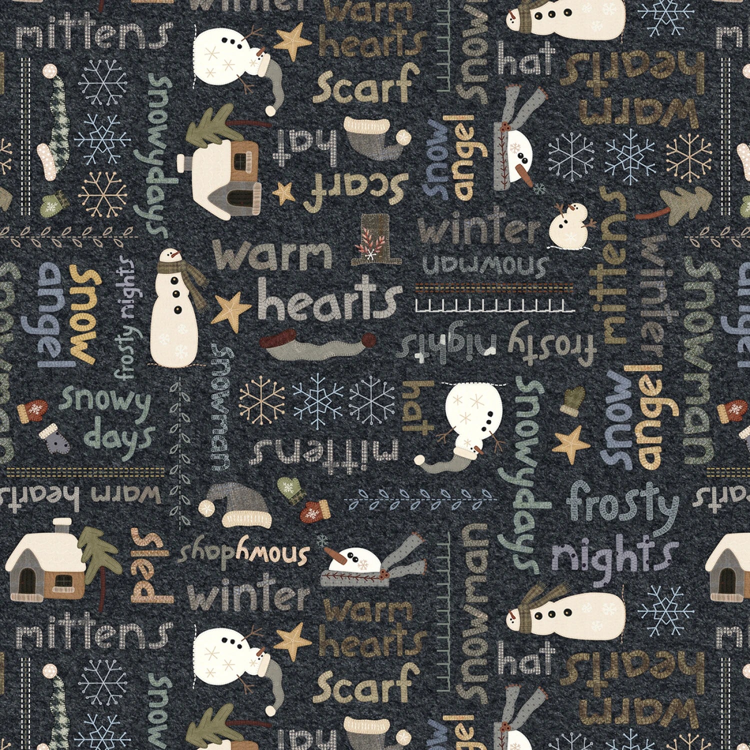 Baumwollstoff Graphite Snow Many Words – Gundi's Quilt Heaven