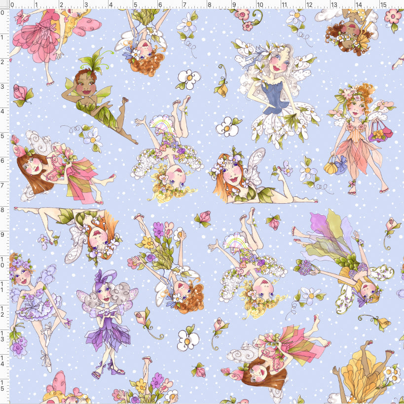 Baumwollstoff Tossed Fairies Blue – Gundi's Quilt Heaven